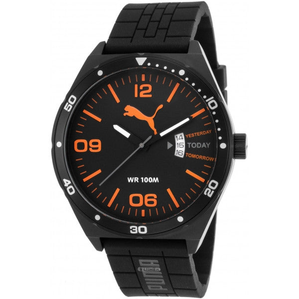Puma Men's Black Rubber And Dial Orange Accents Watch – Bixme