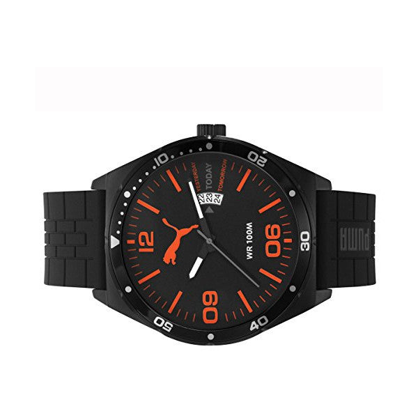 Puma Men's Black Rubber And Dial Orange Accents Watch – Bixme