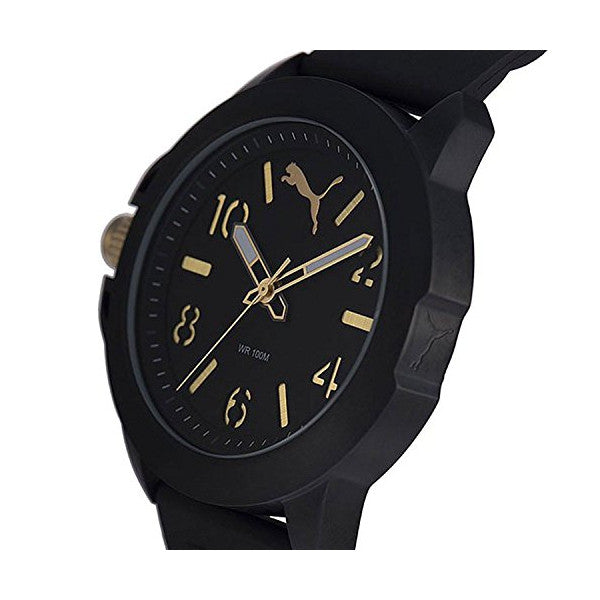 Puma Men's Black Silicone Black Dial Gold-Tone Accents Watch – Bixme